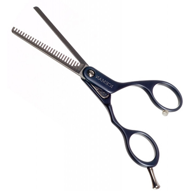 Iceman 5.5" Cool Blue Left-Handed Thinning Scissors - Hand Honed Blades