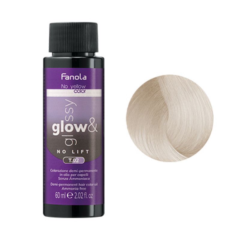 Fanola No Yellow Glow & Glossy Oil Natural Violet Toner T.02 60ml